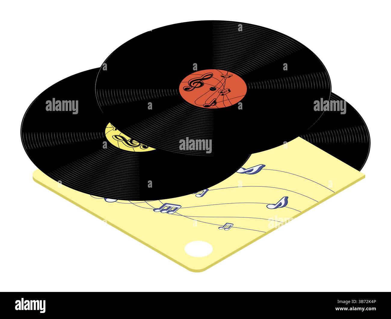 Collection of old vinyl music records with compositions of artists in ...