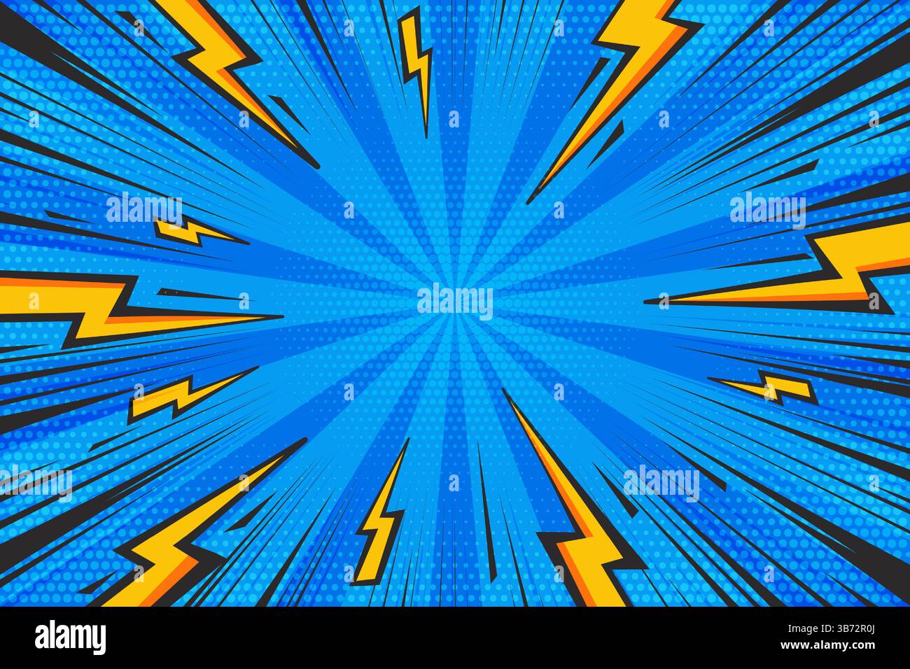 Cartoon comic background with lightnings. Pop art graphic with halftone ...