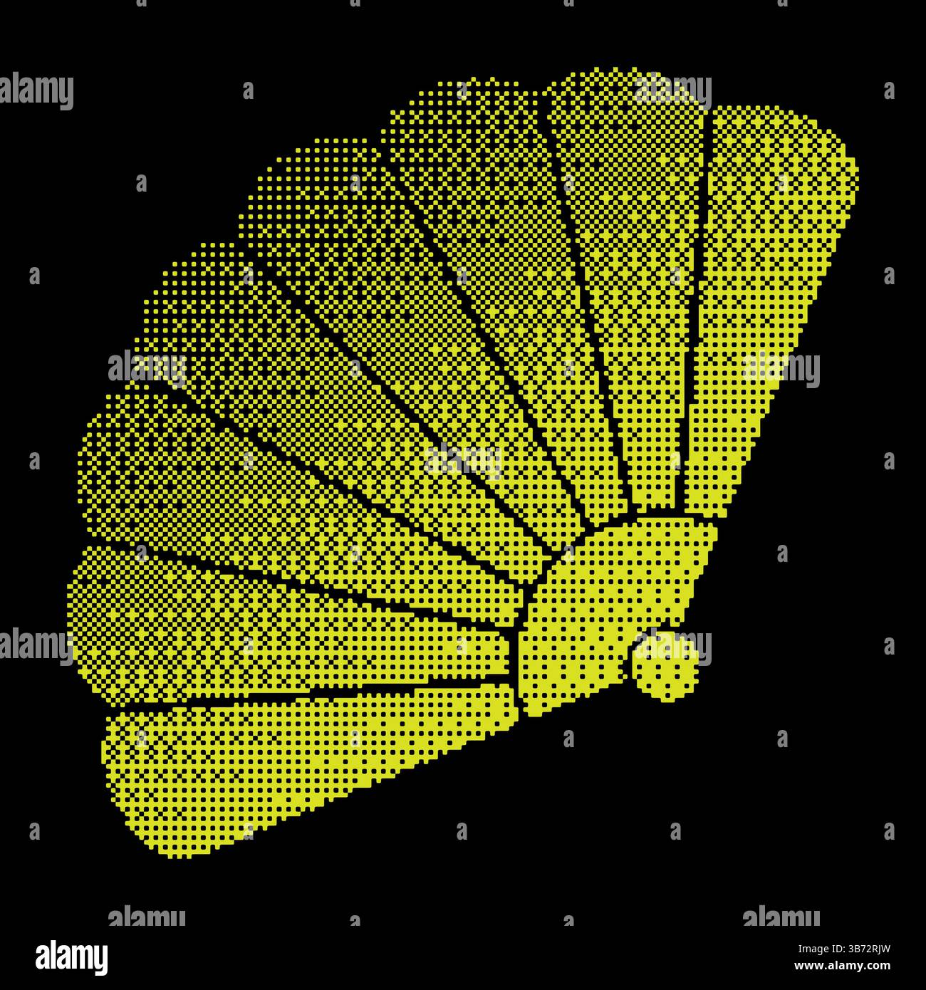 Pixel folding fan halftone silhouette icon. Theatrical fan. Female ...