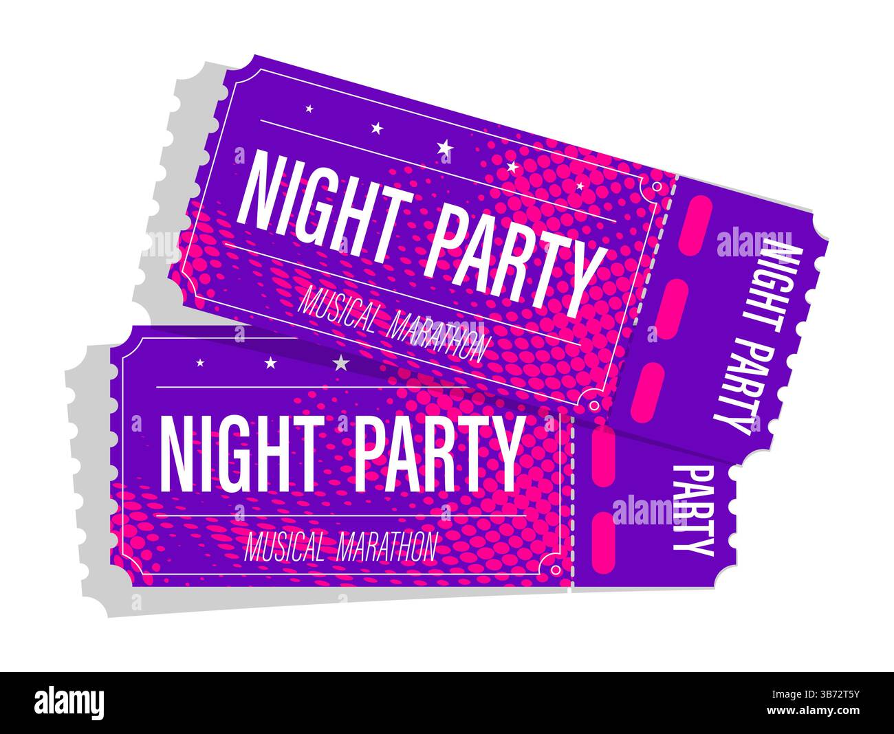 Realistic paper night party tickets. Perforated paper ticket for ...