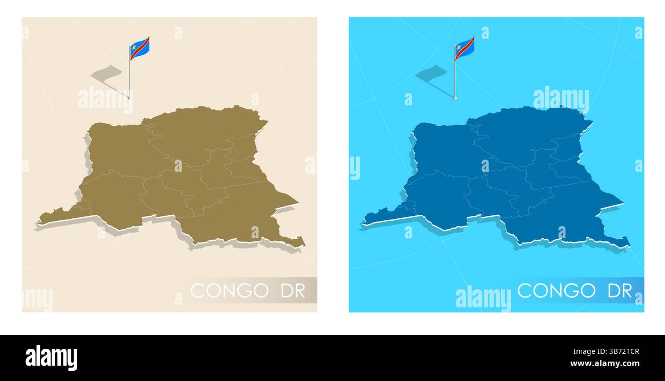 Republic of Congo country flag installed on geographic positioning map ...