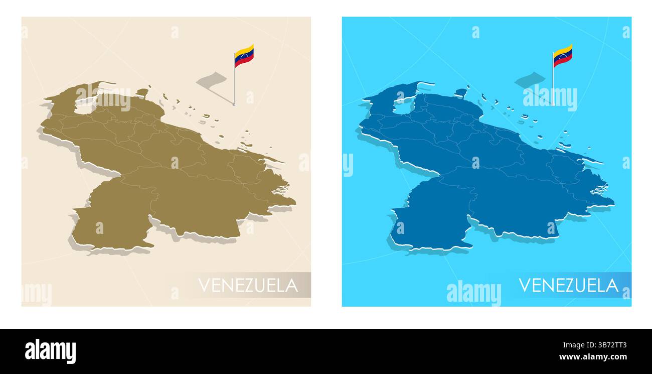 Venezuela country flag installed on geographic positioning map point of ...