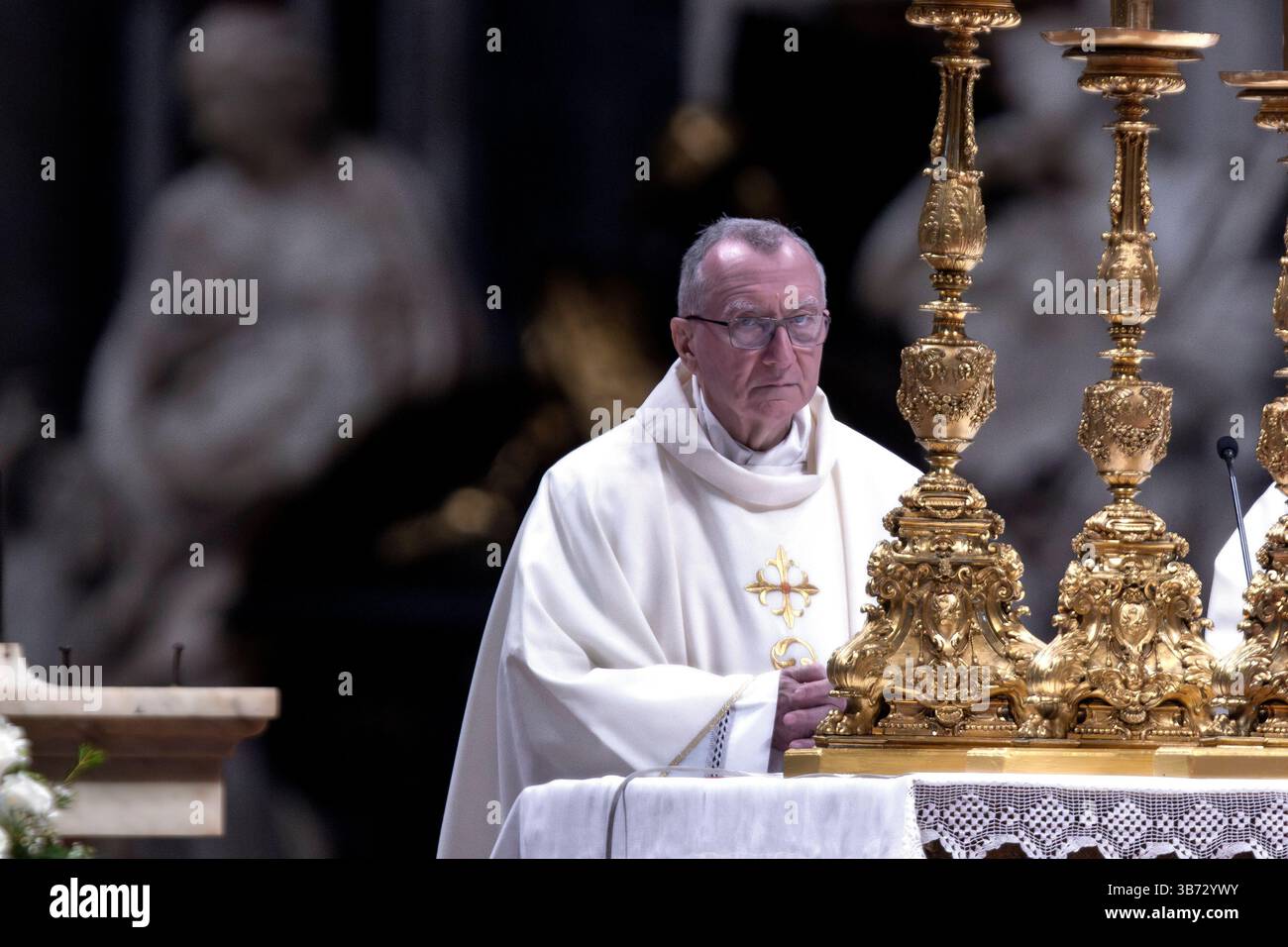 Vatican City, Vatican, 04 May 2025. Cardinal Pietro Parolin attends a ...