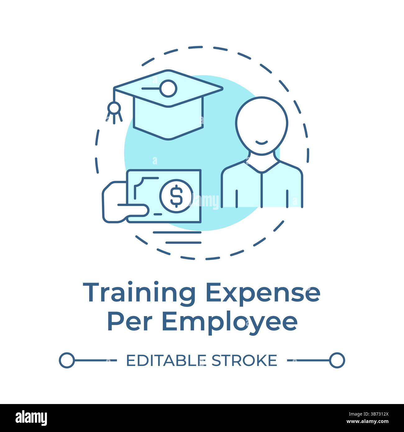 Training expense per employee soft blue concept icon Stock Vector Image ...