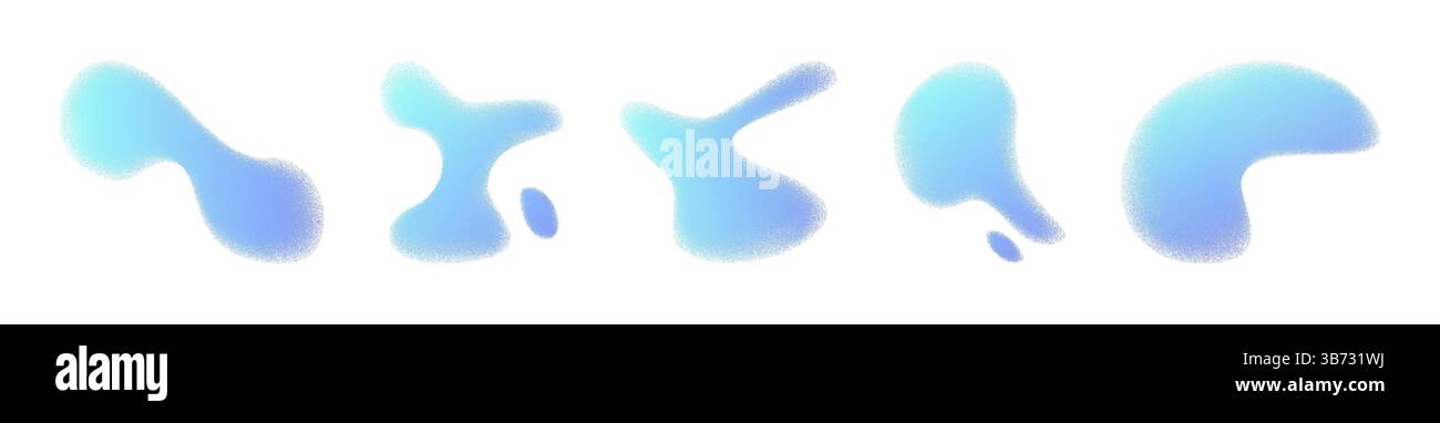 Grainy blue gradient shapes set isolated on white background. Vector ...