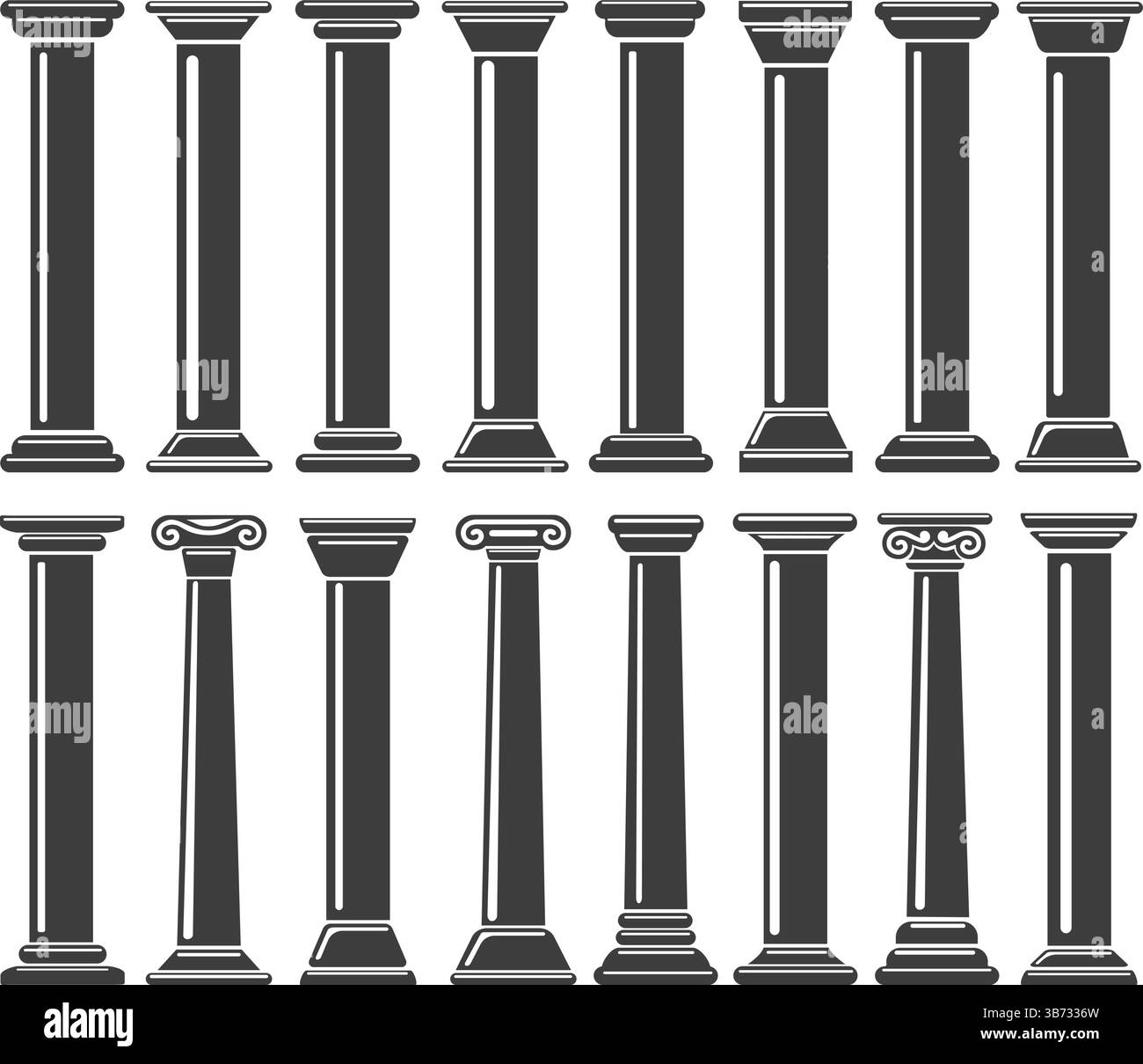 Ancient columns monochrome icons Stock Vector Image & Art - Alamy