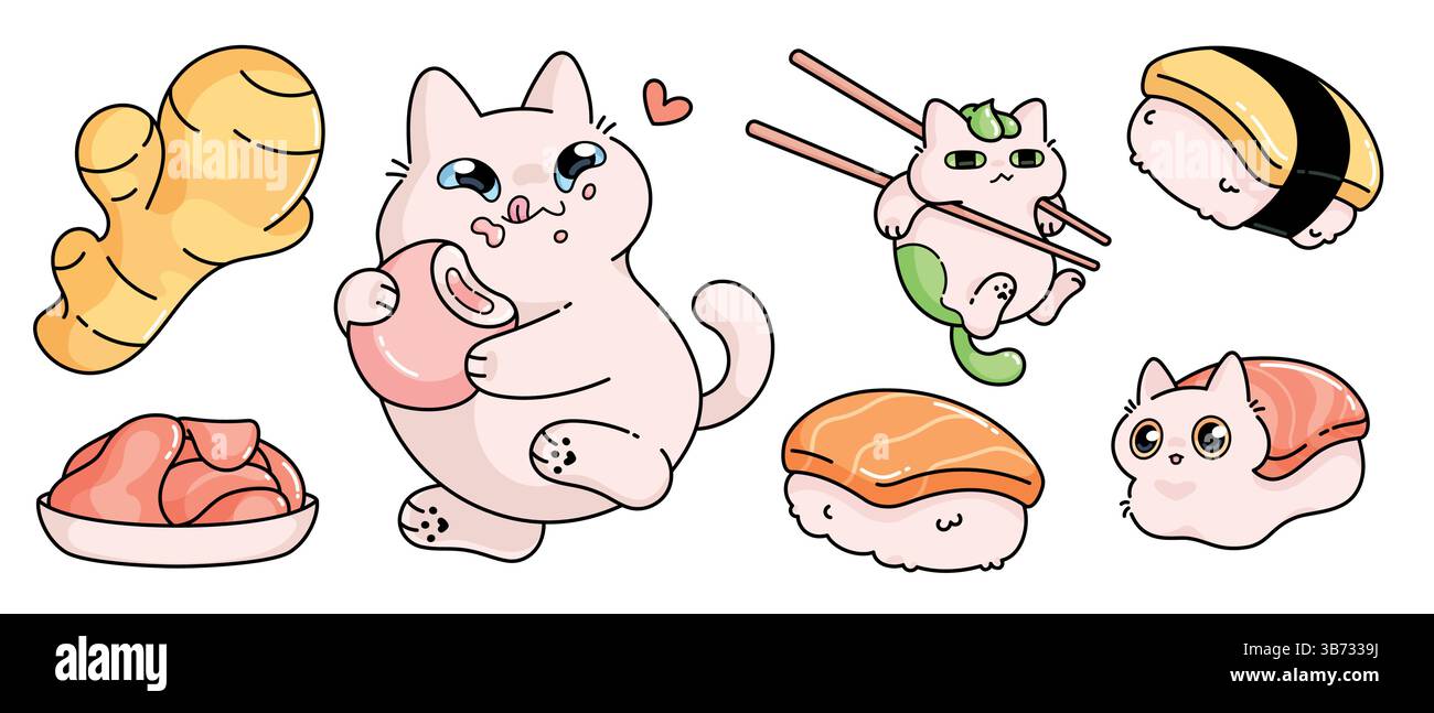 Kawaii cat sushi characters - adorable kittens cosplay as japanese ...