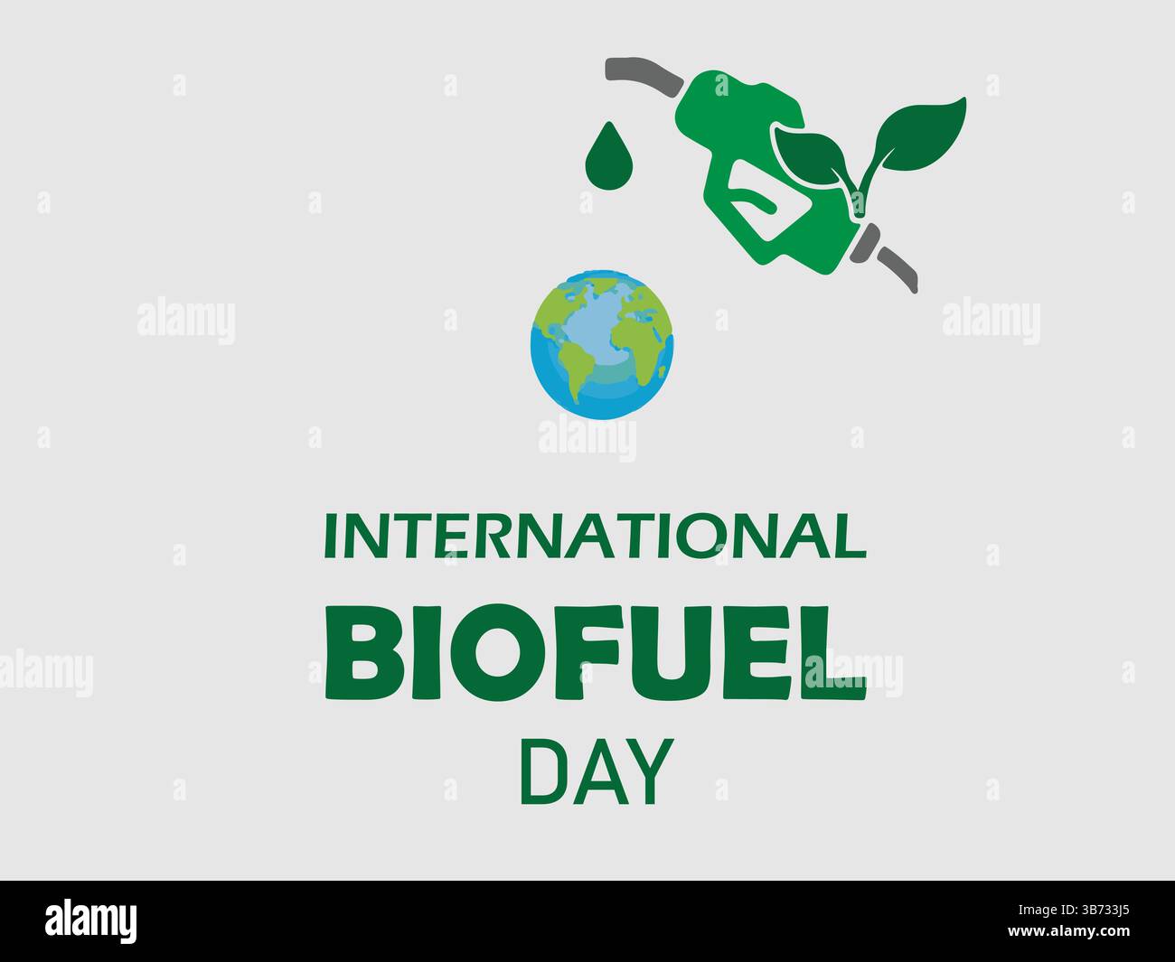 International Biofuel Day with world map, green leaves, and fuel ...