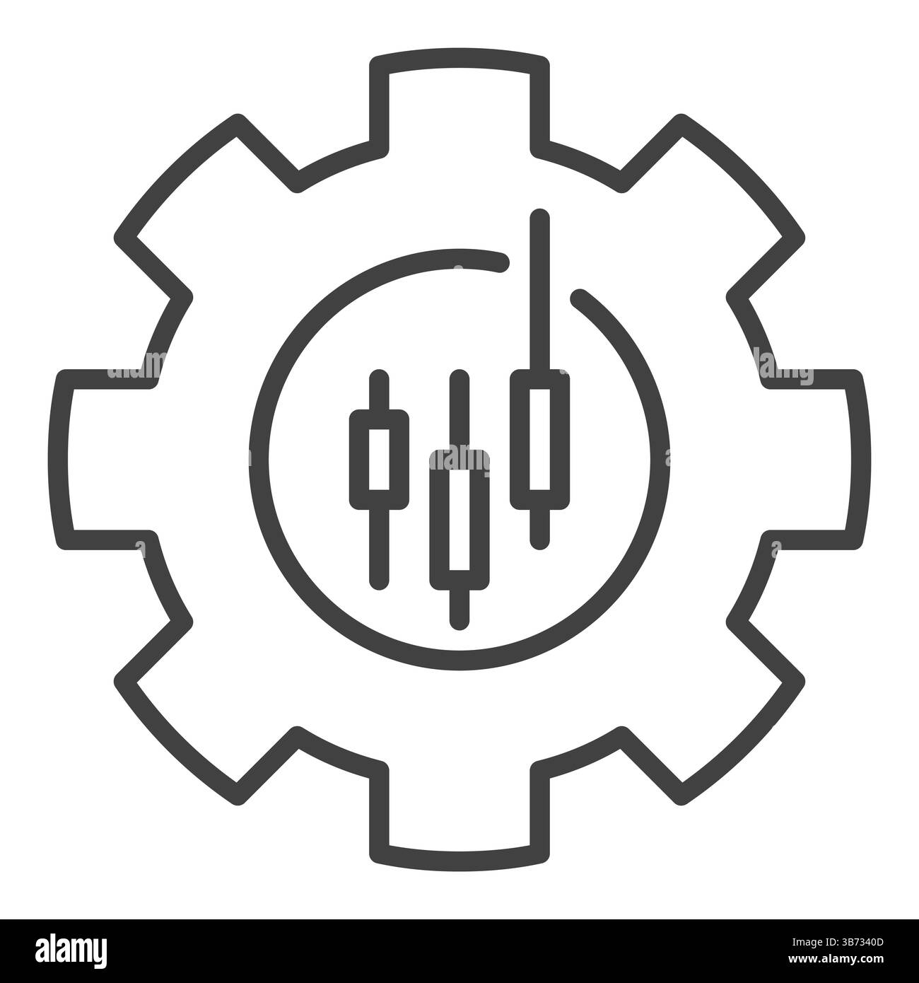 Gear with candlestick pattern vector trading settings concept thin line ...
