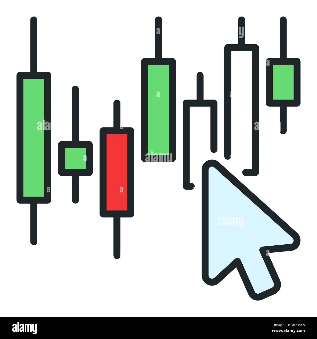 Mouse cursor on Candlestick chart vector online trading concept colored ...
