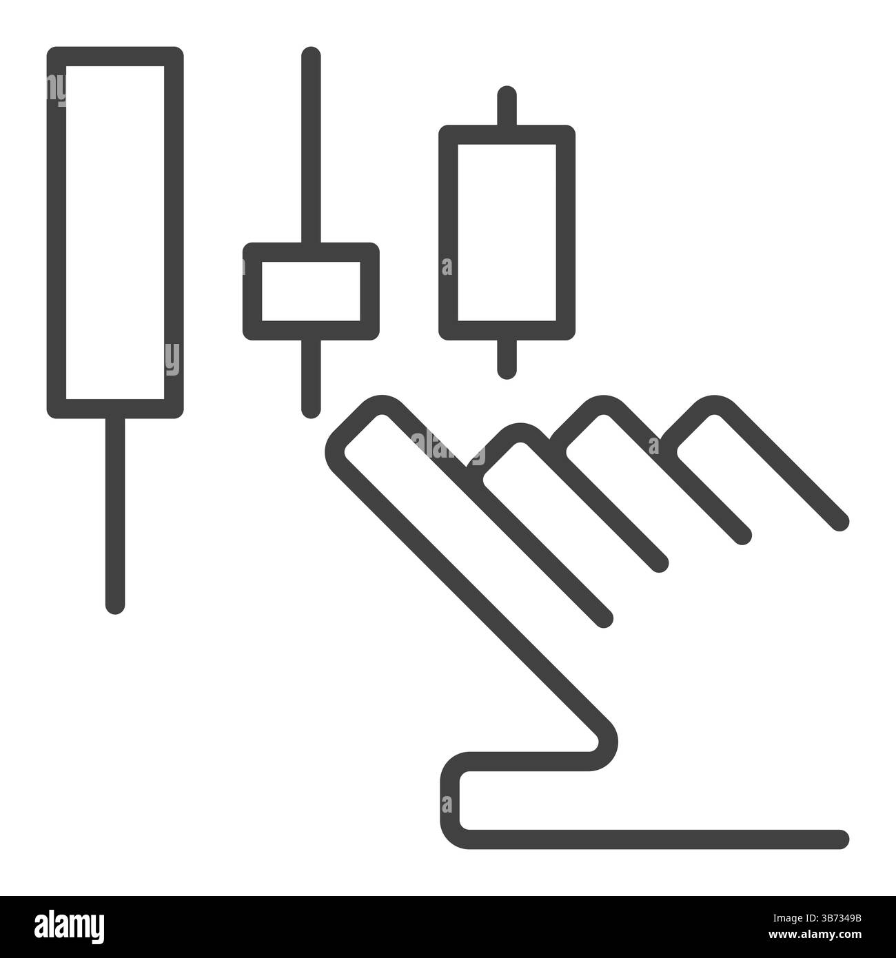 Hand with candlestick pattern vector electronic trading concept outline ...