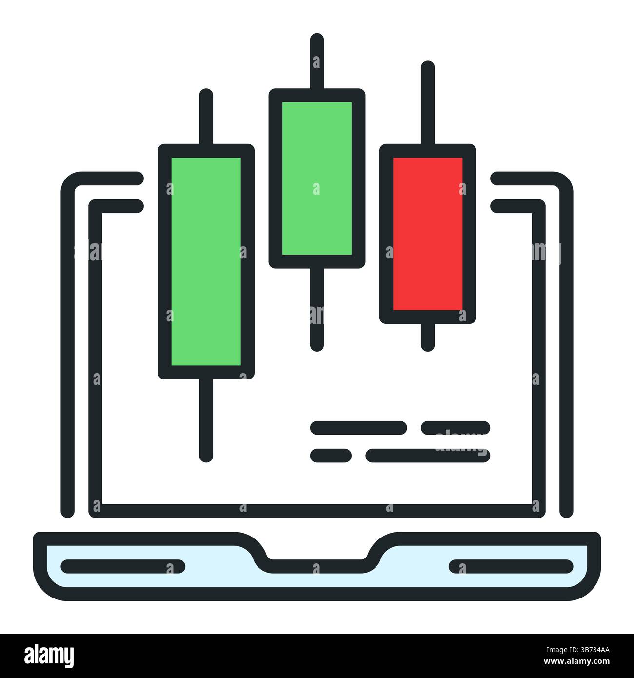 Candlestick pattern on Laptop Screen vector online e trading concept ...
