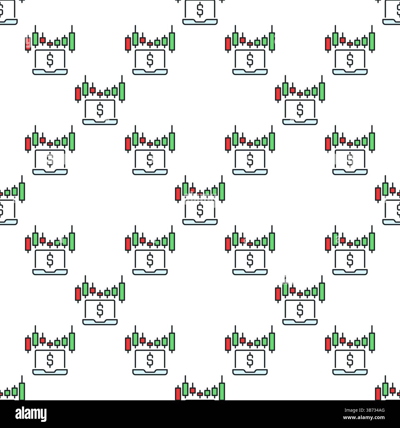 Candlestick Chart on Laptop Screen vector electronic trading concept ...