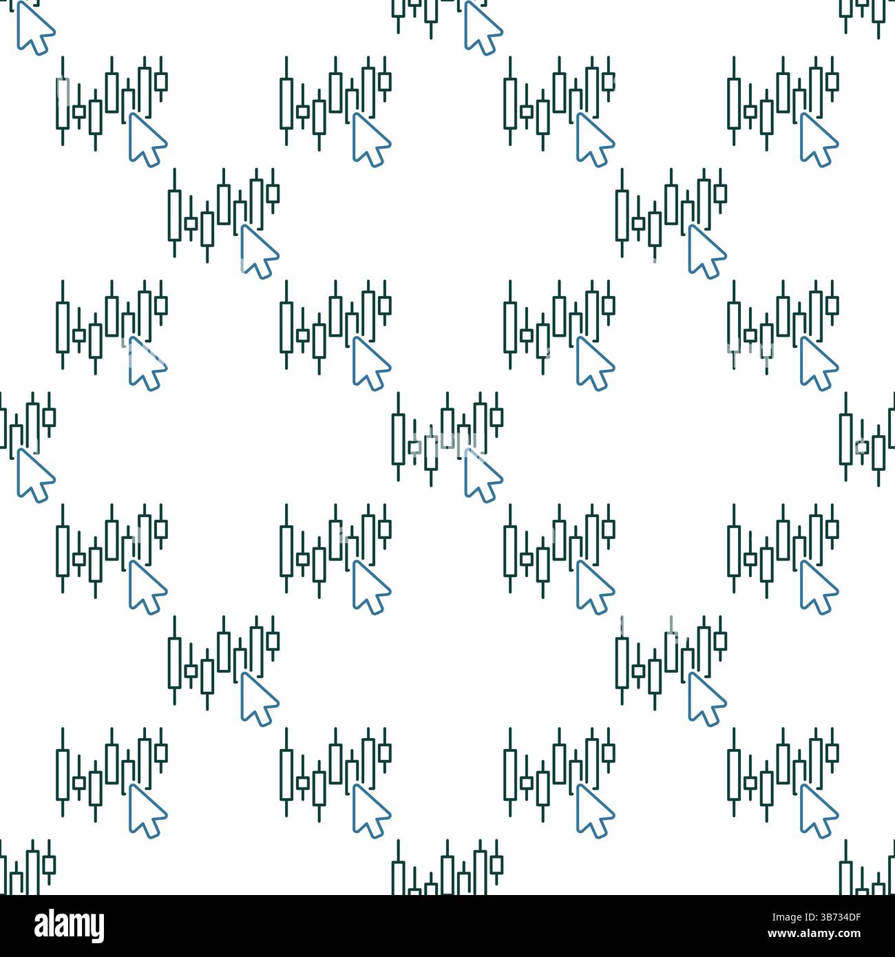 Mouse Click On Candlestick Chart Vector E Trading Concept Outline Seamless Pattern Stock Vector