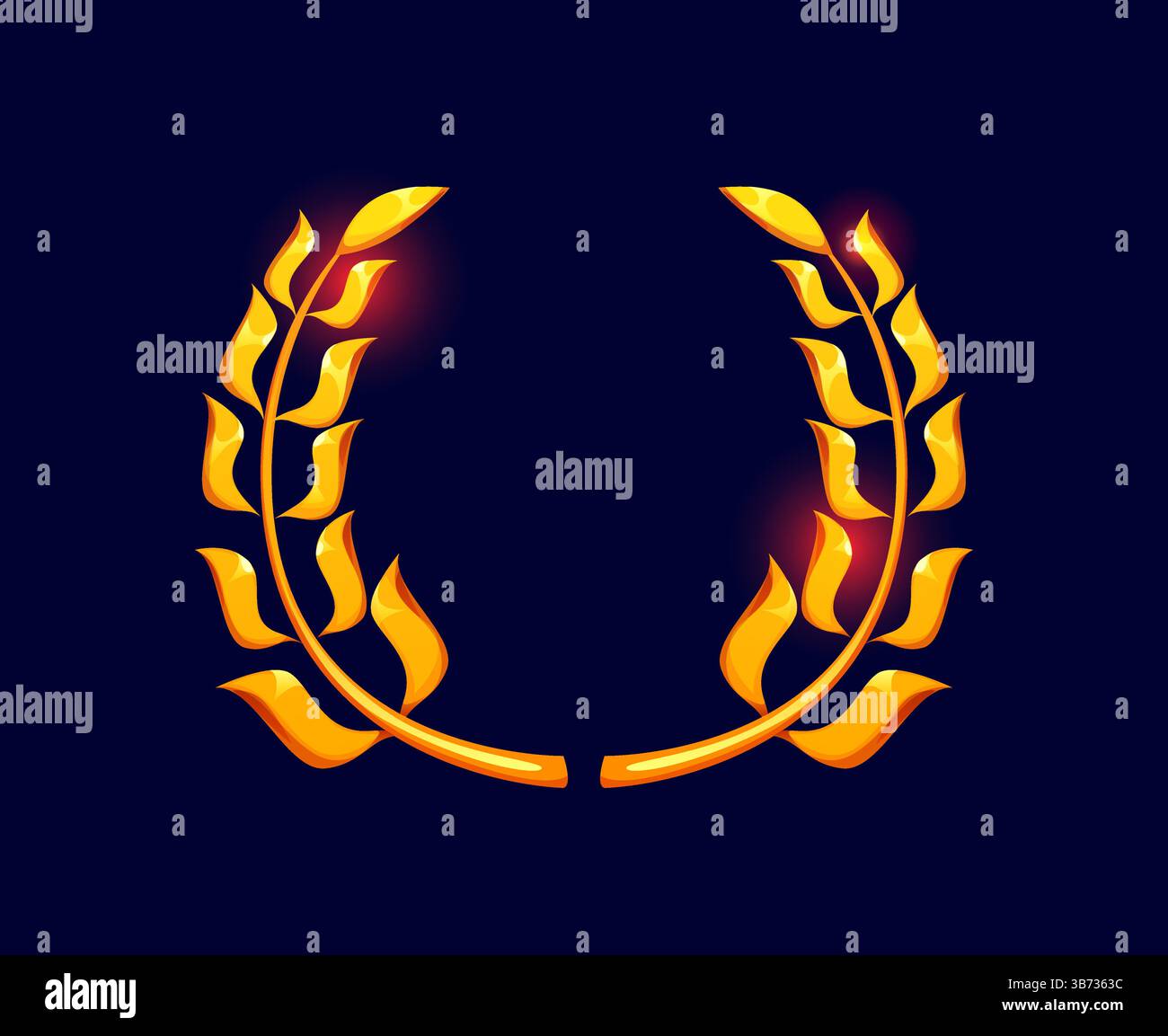 Golden laurel branches wreath vector badge of game UI asset for ...
