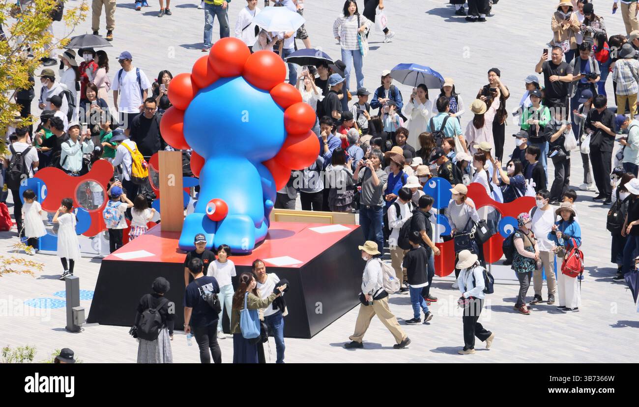 A photo shows the venue of Expo crowded during Golden Week at Expo 2025 ...