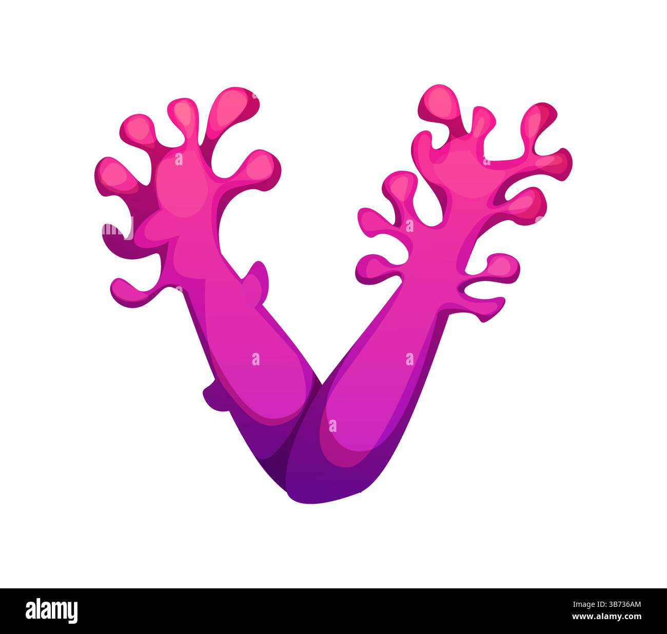 Cartoon underwater font corals letter V. Underwater life English font ...