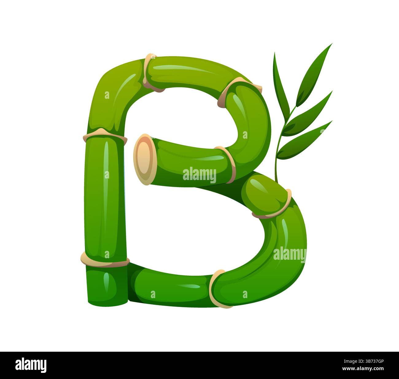 Asian nature bamboo piece font letter B. Asian jungle nature and eco ...