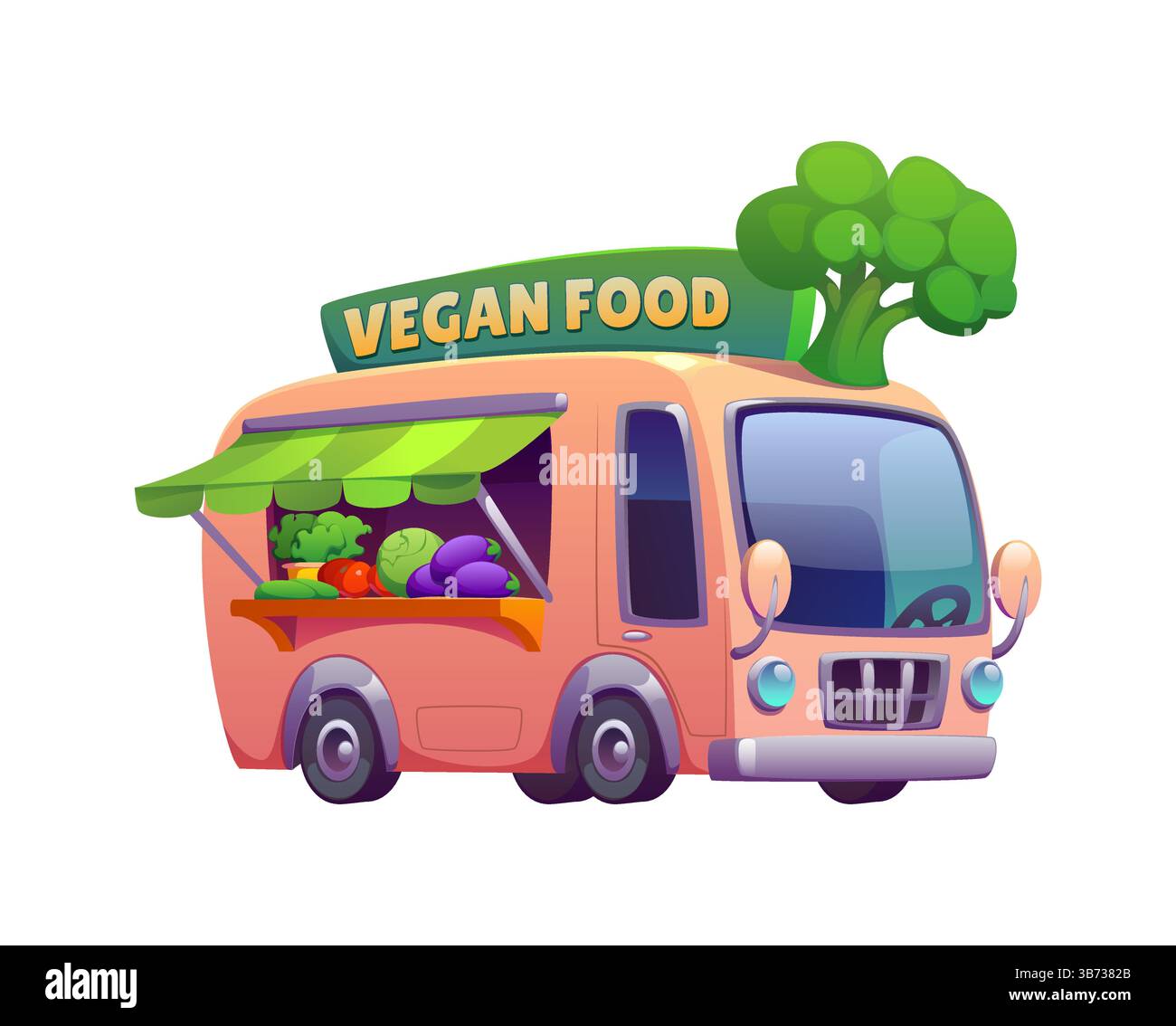 Cartoon vegan food truck Stock Vector Images - Alamy