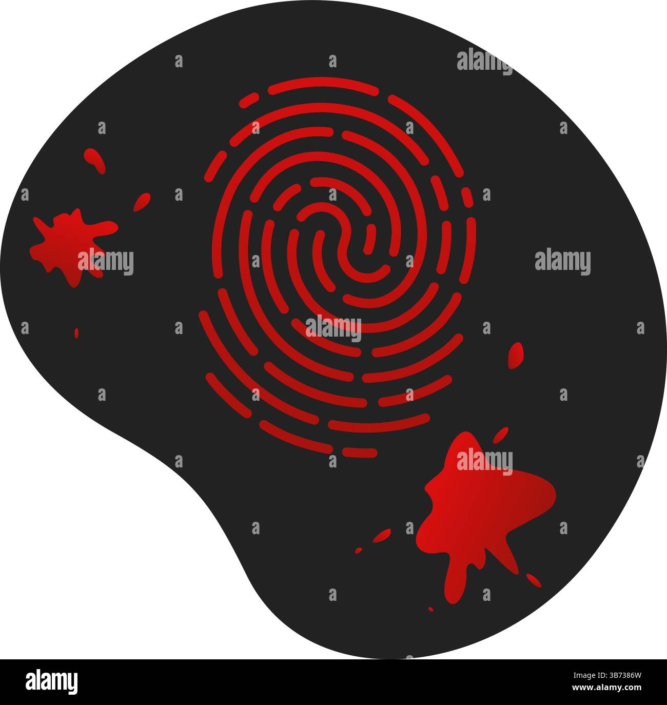 Bloody human fingerprint. Thumbprint with blood drops on black ...