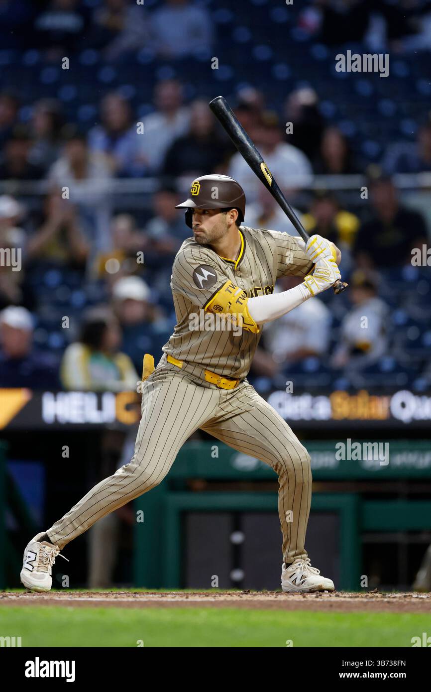 PITTSBURGH, PA - MAY 02: San Diego Padres outfielder Tyler Wade (14 ...