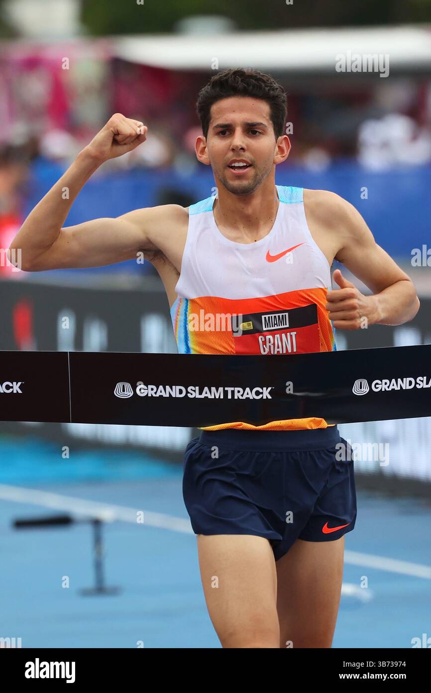 Grant Fisher wins the Men’s 5000 meters at the Ansin Sports Complex ...