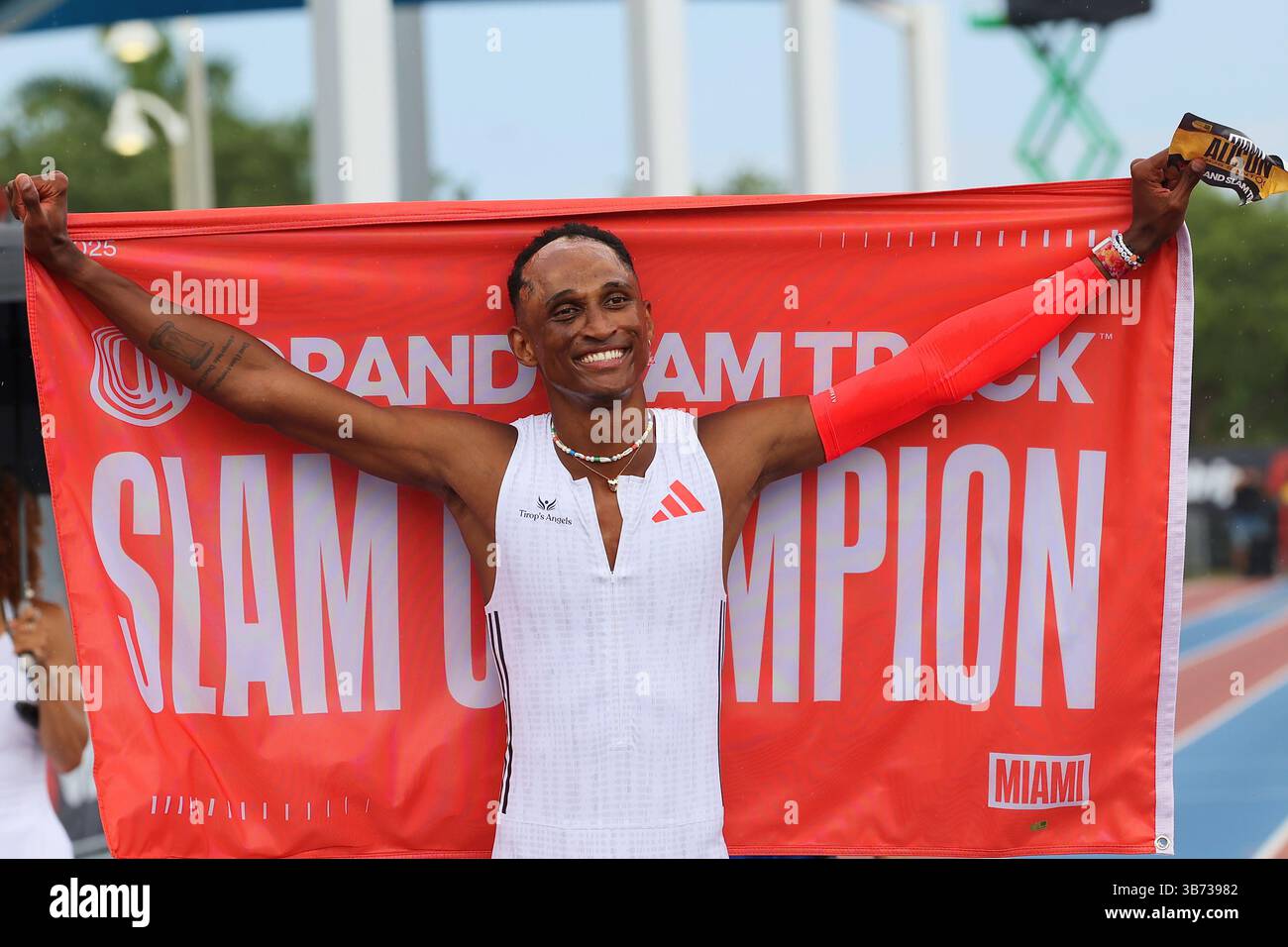 Alison dos Santos celebrates being a Grand Slam Track Slam Champion at ...