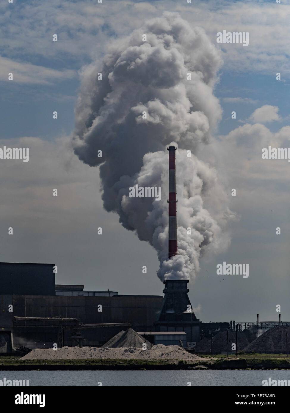 Blast furnace and general view of the Arcelor Mittal Dunkirk steelworks ...