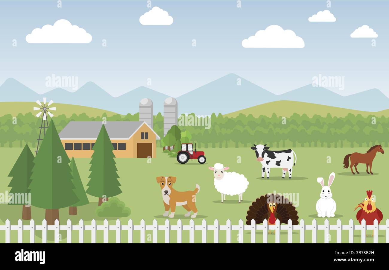 A beautifully crafted pixel art illustration depicting a charming farm that features various ...