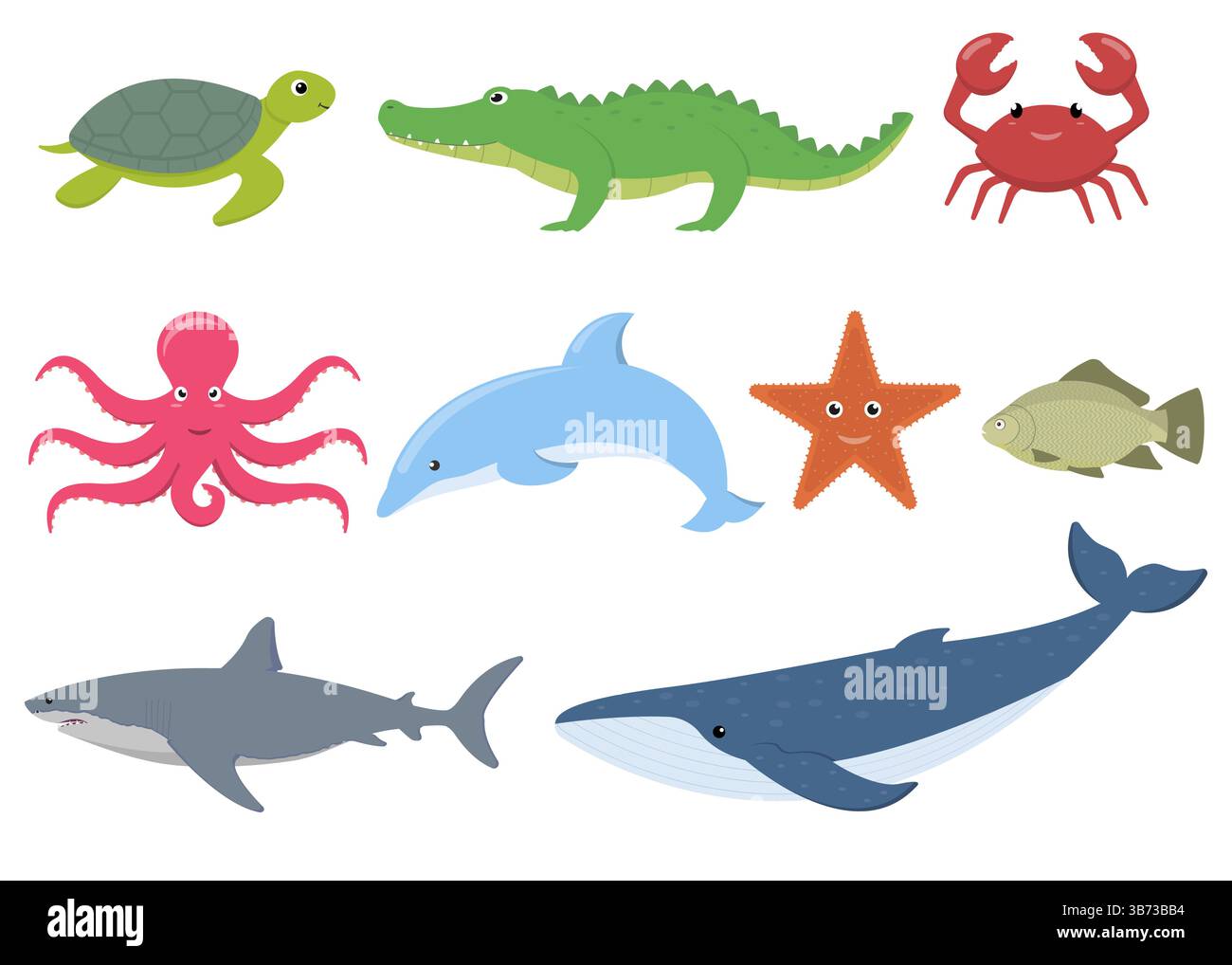 An exciting and vibrant illustration that showcases a variety of marine ...