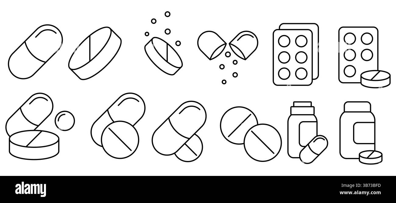 An illustration showcasing a variety of pills, tablets, and various ...