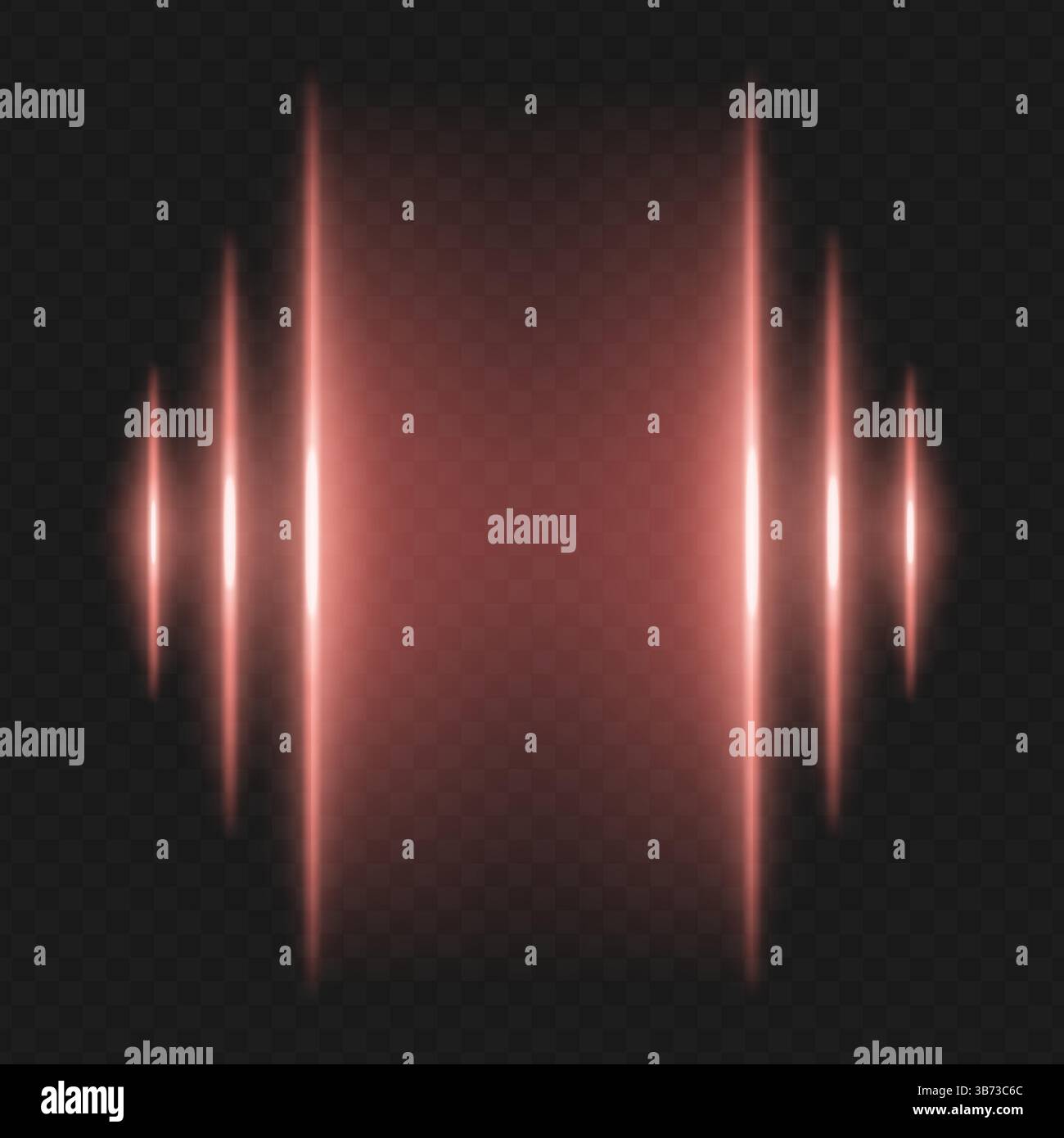Soundwave. Red vertical spikes glow on black, creating mirrored audio ...