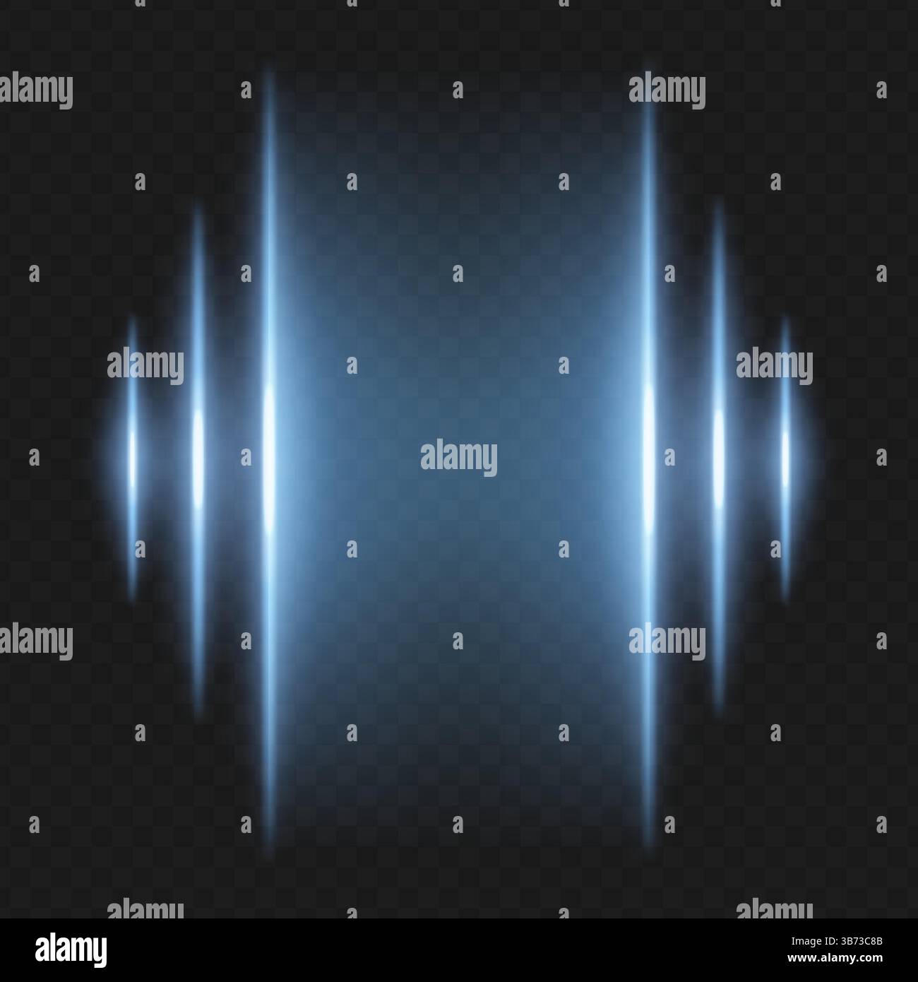 Soundwave. White vertical spikes glow on black, creating mirrored audio ...