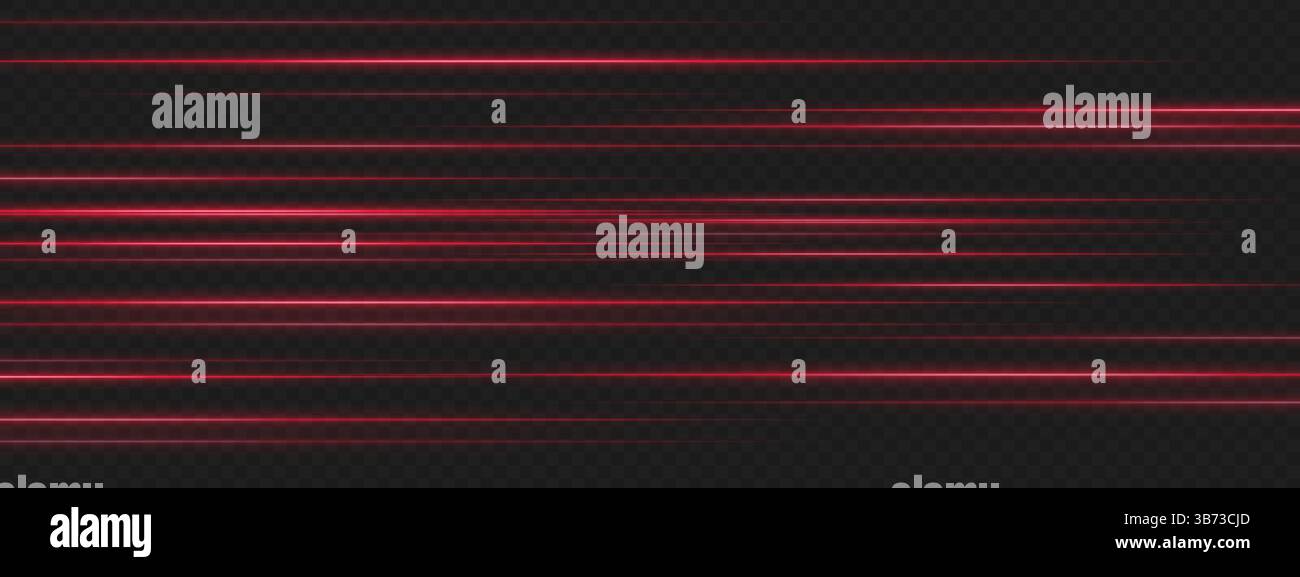 Multiple red lines aligned in rows on dark background simulate high ...
