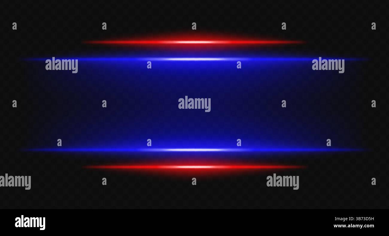 Red and blue glowing horizontal lines with soft gradient glow. Futuristic light effect ideal for ...