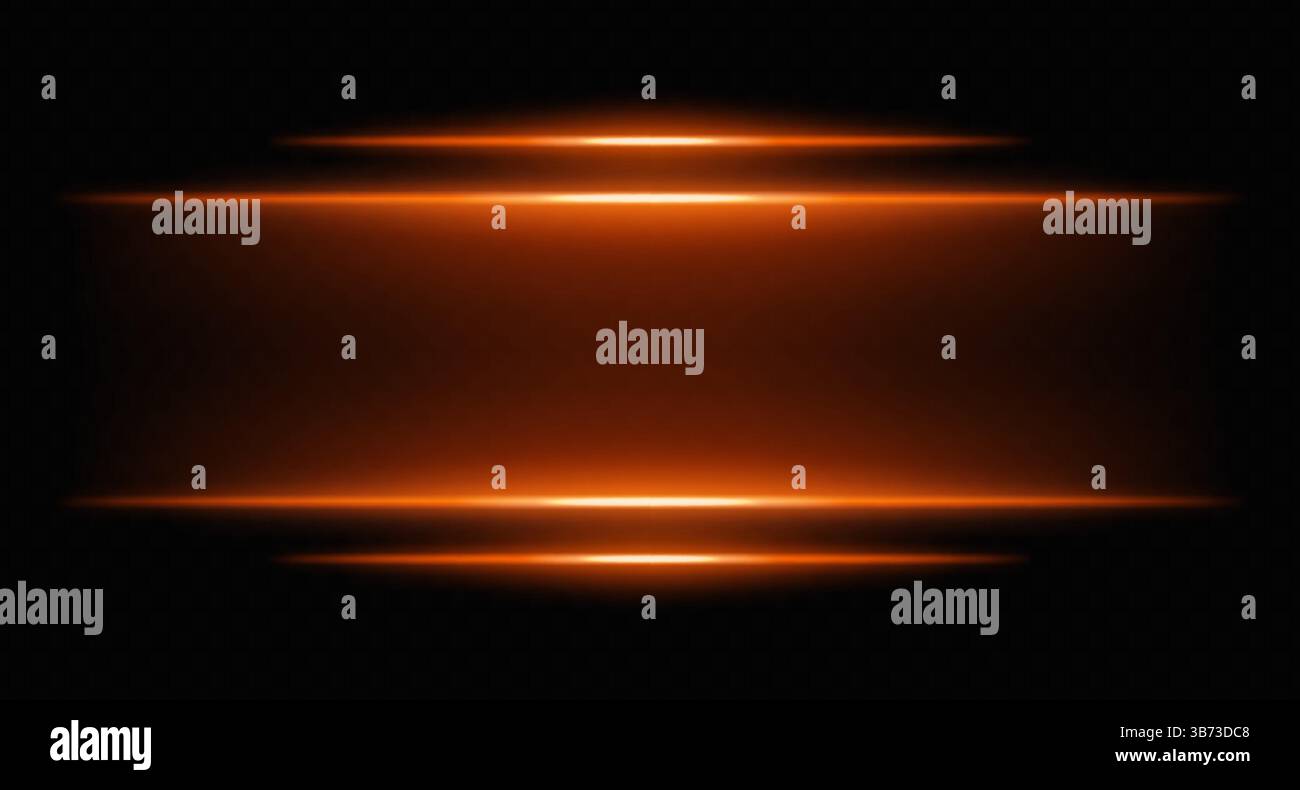 Orange glowing horizontal beams with gradient blur. Warm-toned digital ...