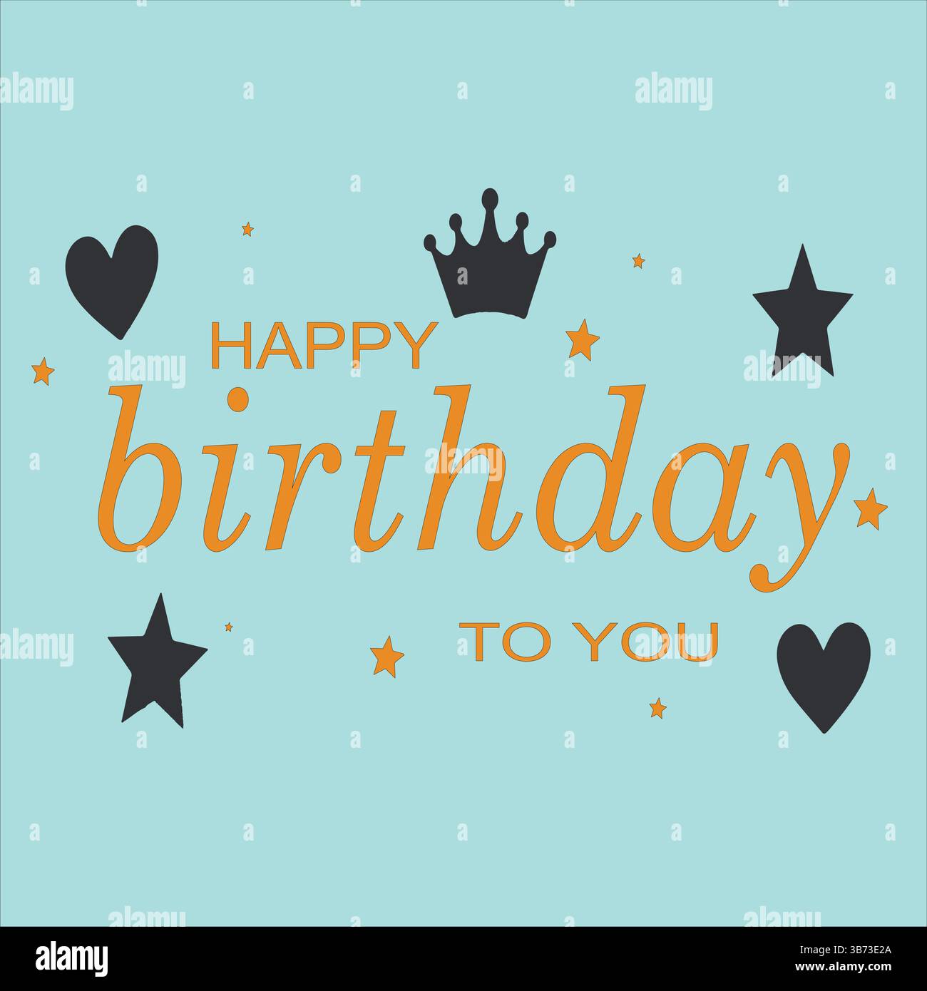 Happy Birthday Lettering Text Banner with Stars, Crown, Confetti ...