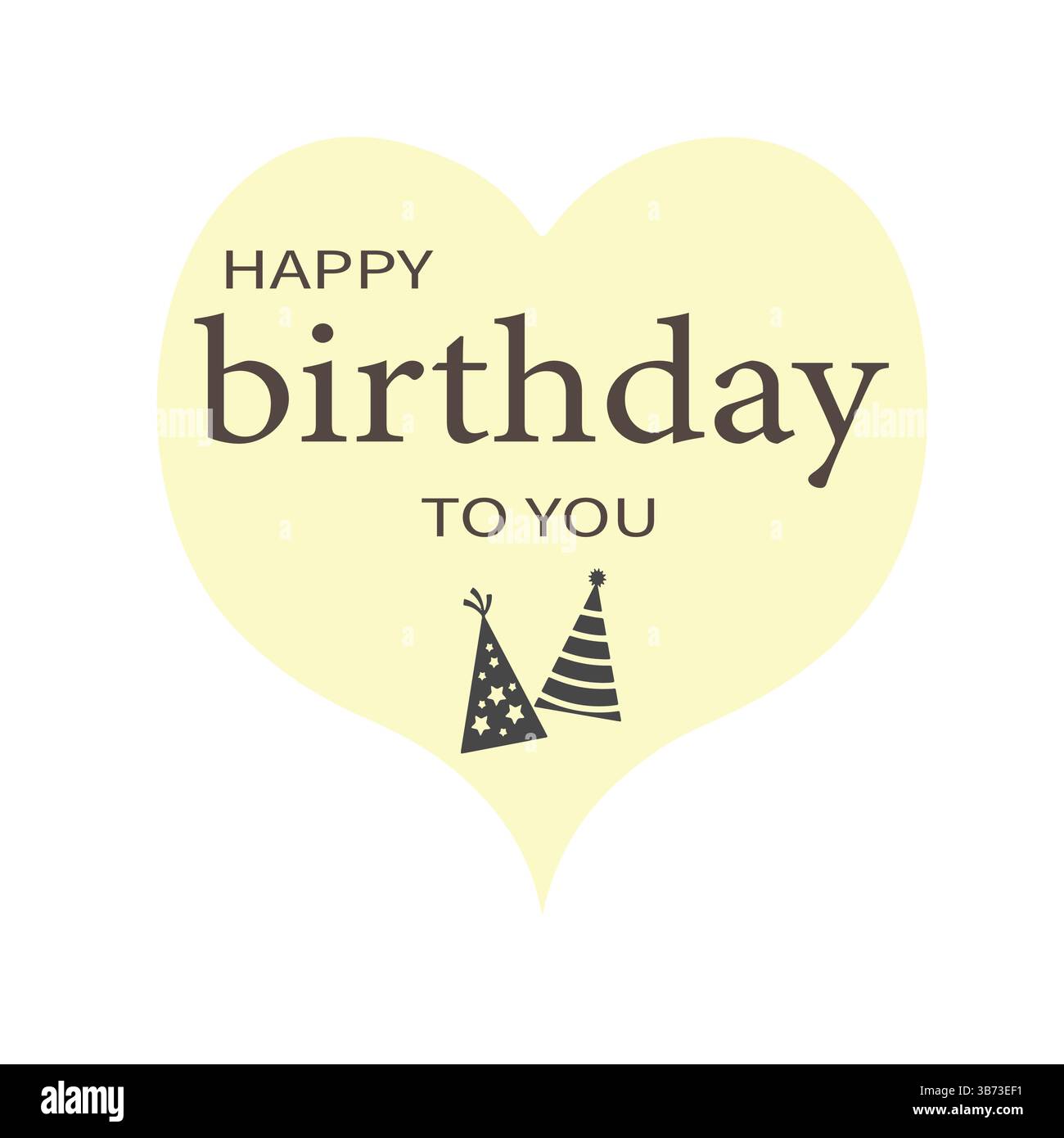 Happy Birthday to You Text with Heart and Birthday Cape Decoration ...