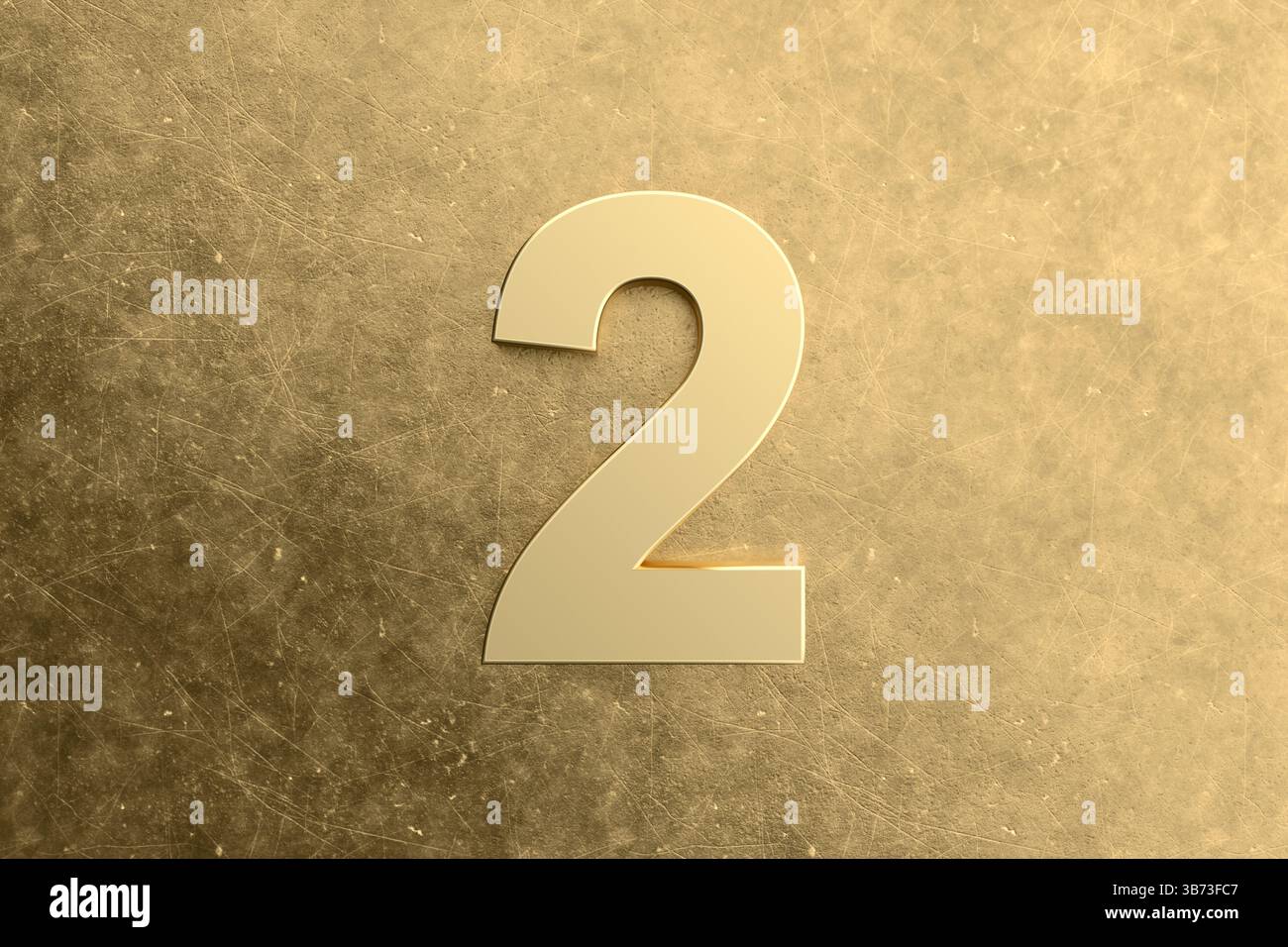 3d render golden digit two hi-res stock photography and images - Alamy