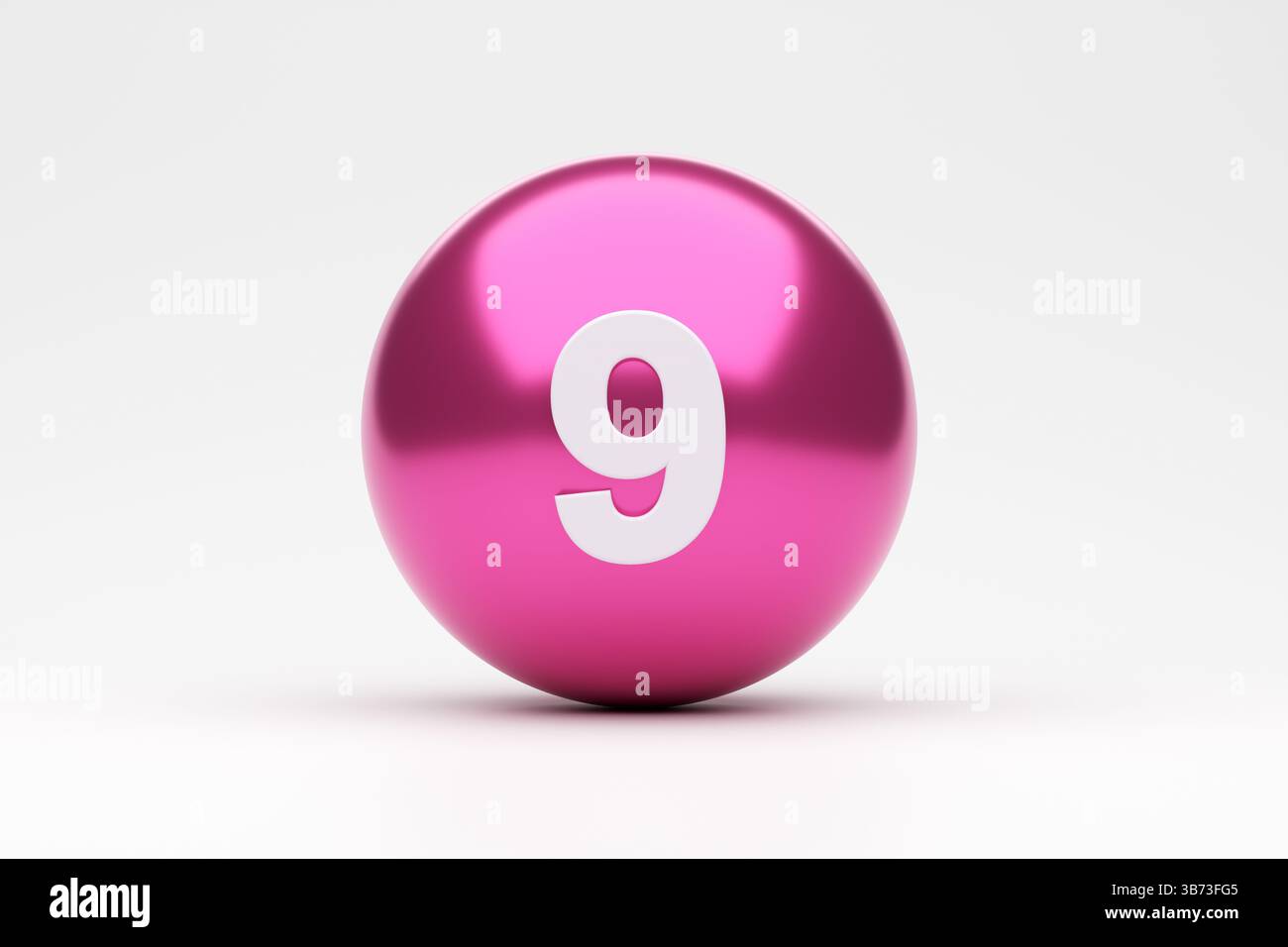 Pink sphere showing number nine on a white background, ideal for ...