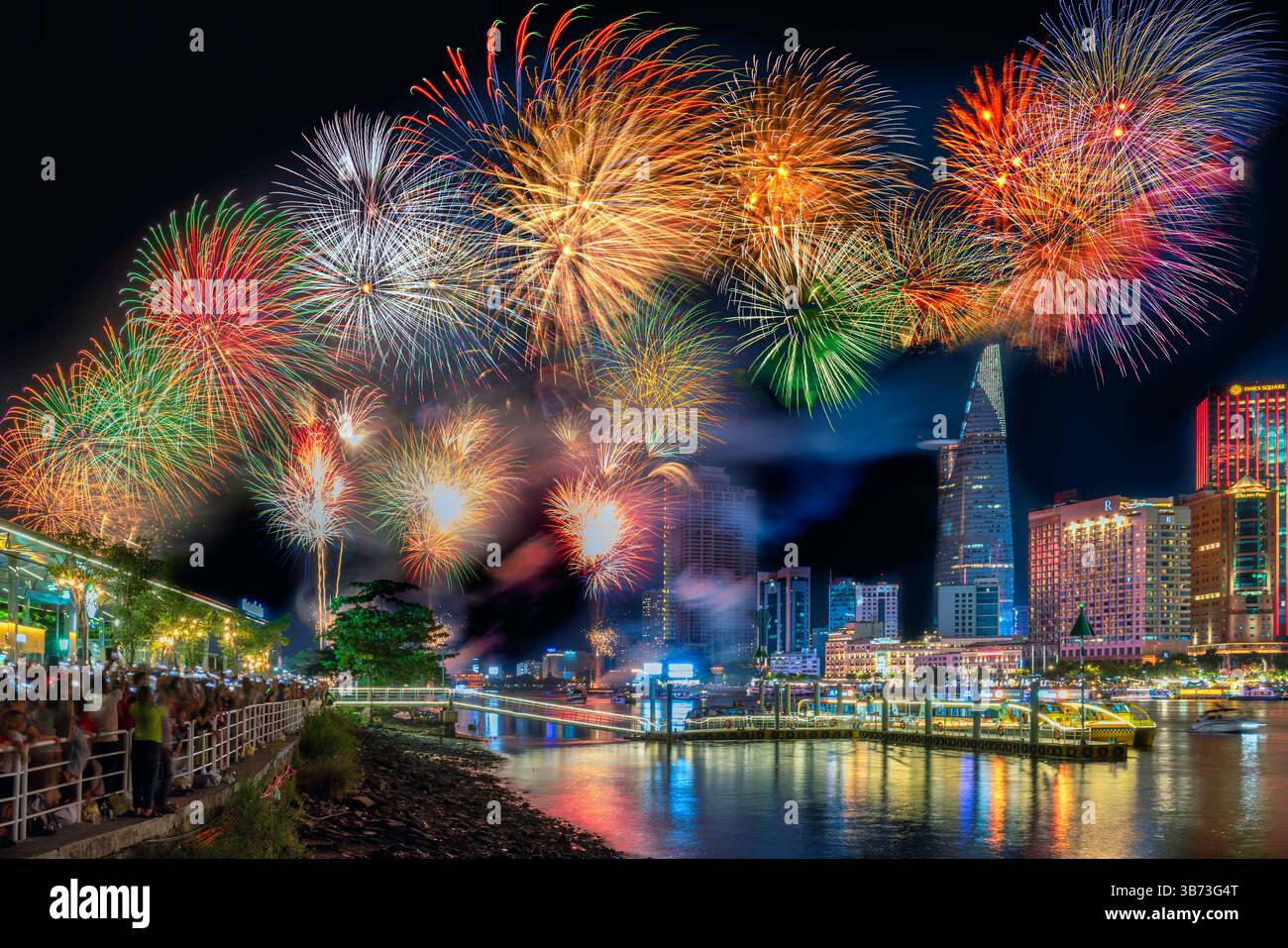 Saigon Fireworks Independence celebration with fireworks skyward colors ...