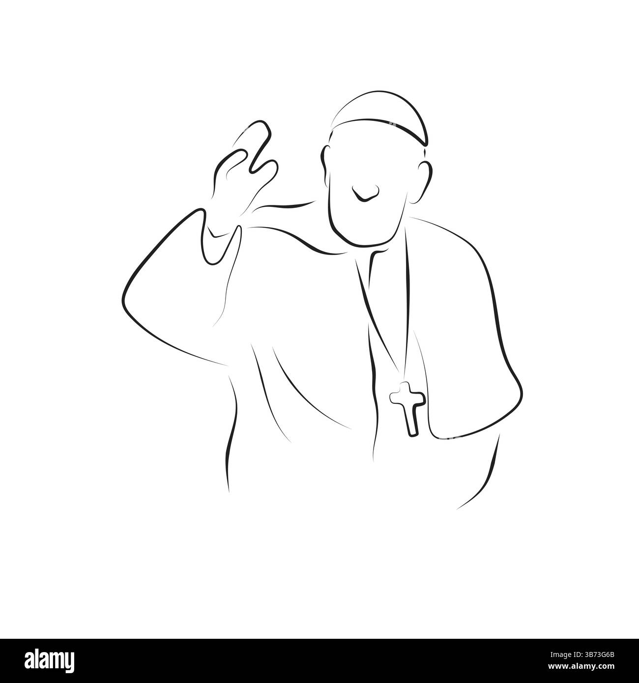 pope blessing illustration vector hand drawn with black lines isolated ...