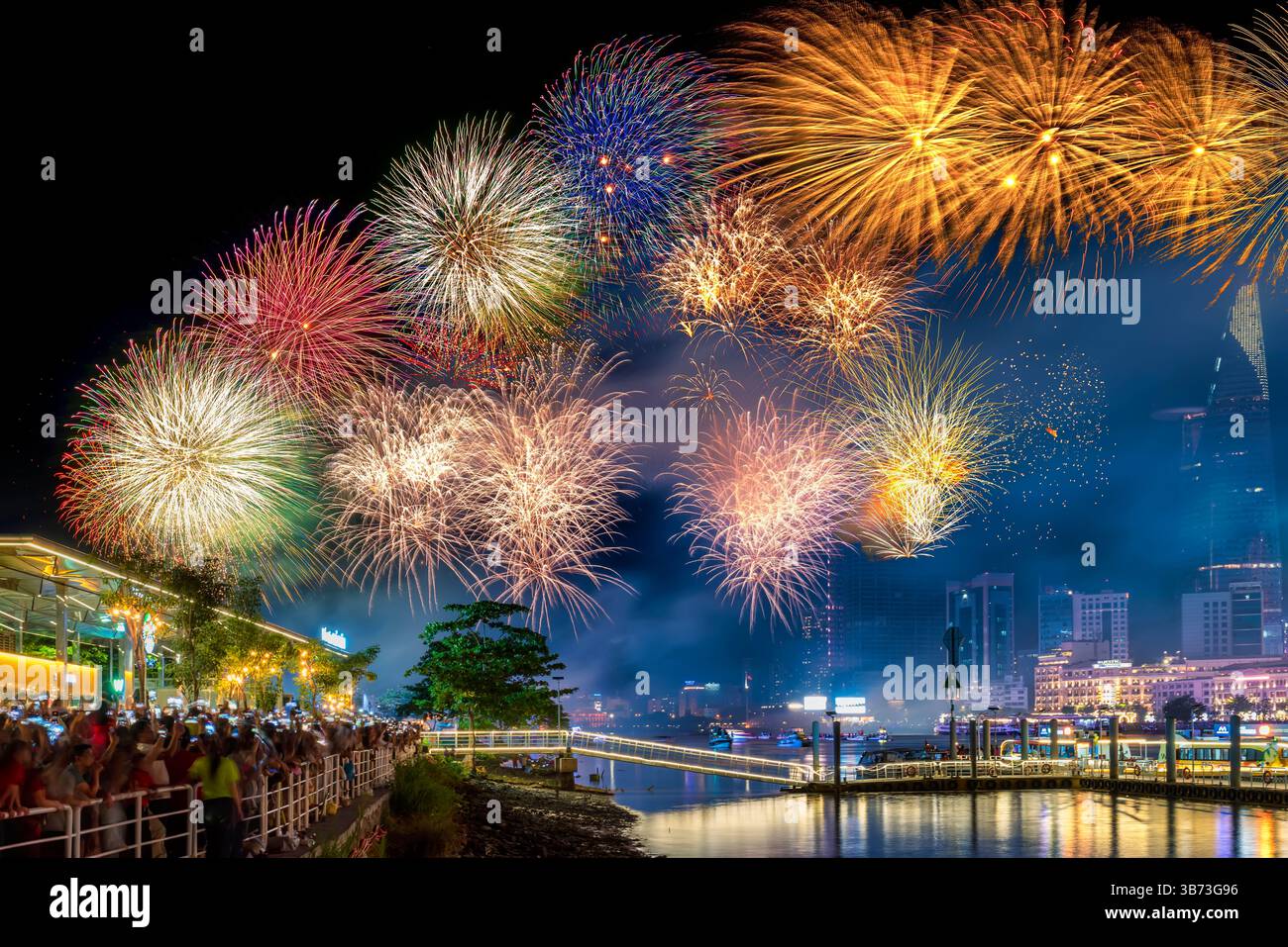 Saigon Fireworks Independence celebration with fireworks skyward colors ...