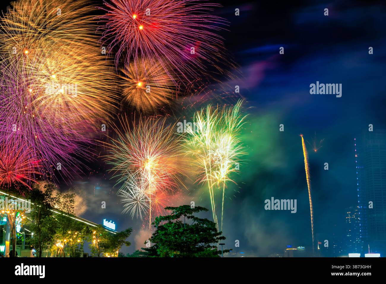 Saigon Fireworks Independence celebration with fireworks skyward colors ...