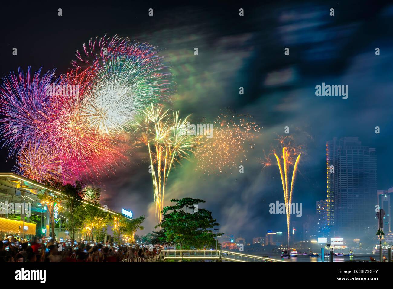 Saigon Fireworks Independence celebration with fireworks skyward colors ...
