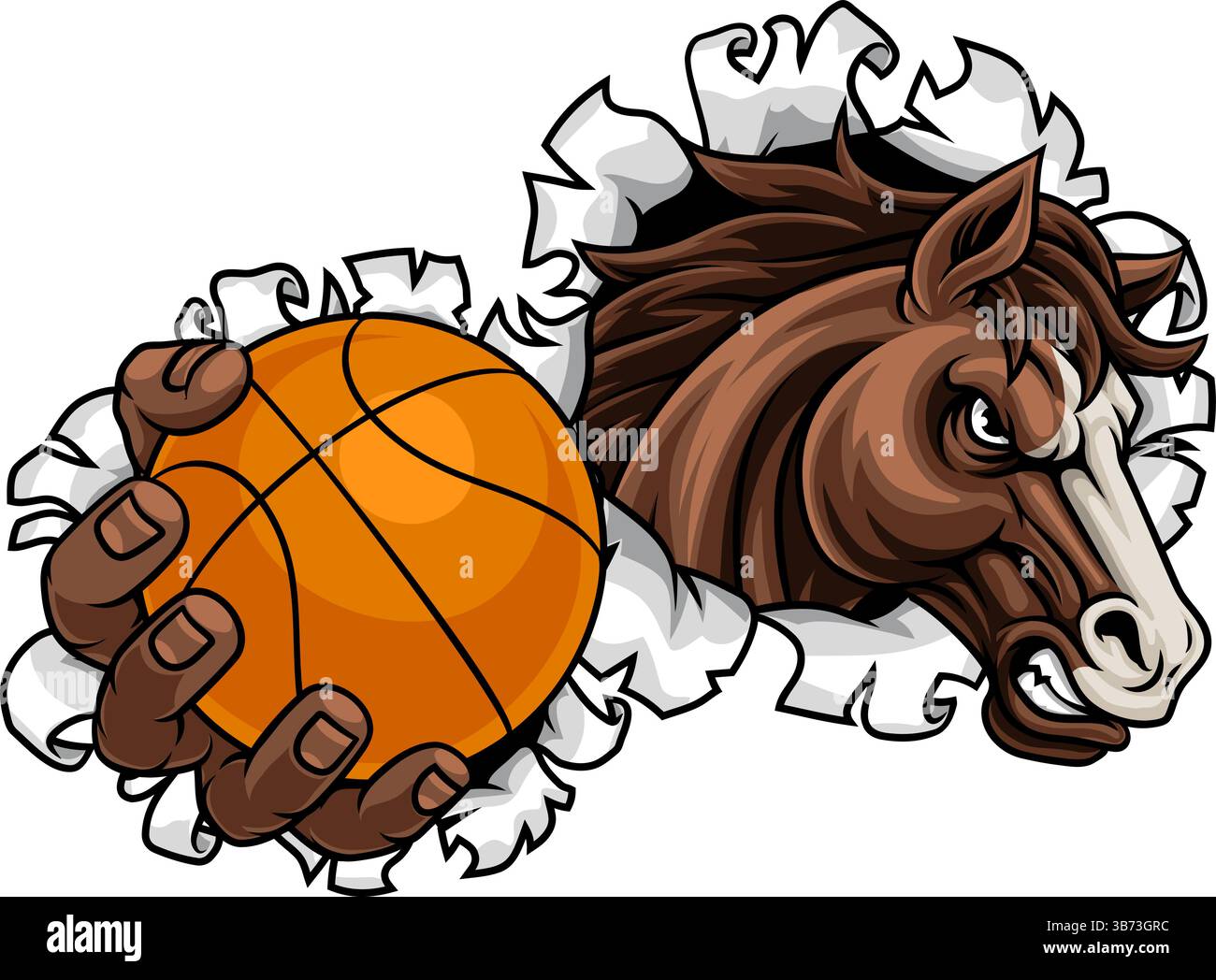 Horse Mustang Stallion Basketball Sports Mascot Stock Vector Image ...