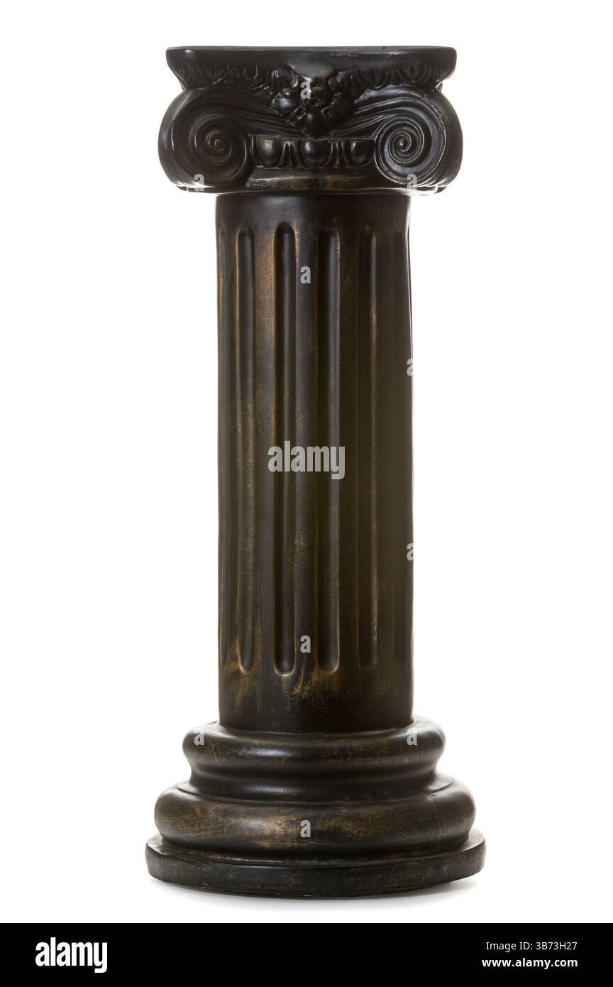 Decorative antiqued wooden column isolated on white background Stock ...