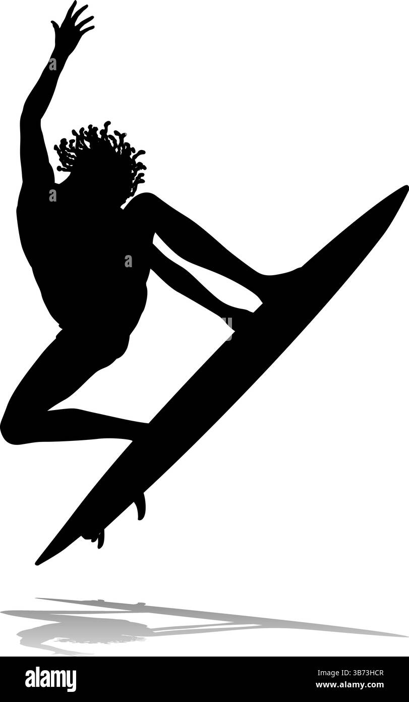 Woman Surfer Surfboard Female Surfer Silhouette Stock Vector Image ...