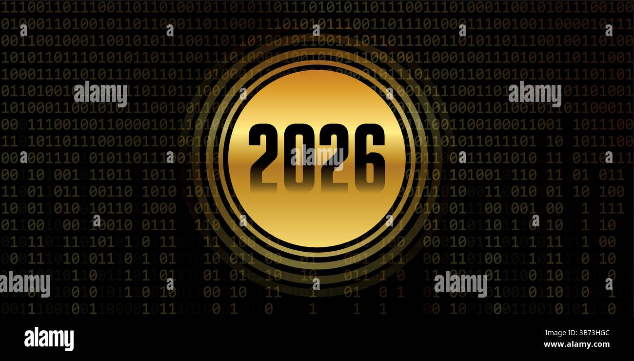 2026 golden number on binary code background vector illustration Stock Vector Image & Art - Alamy