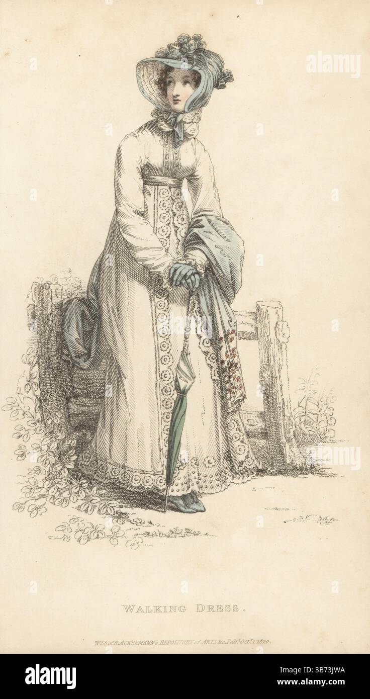 Woman in walking dress seated on a stile in the country. Woman in ...